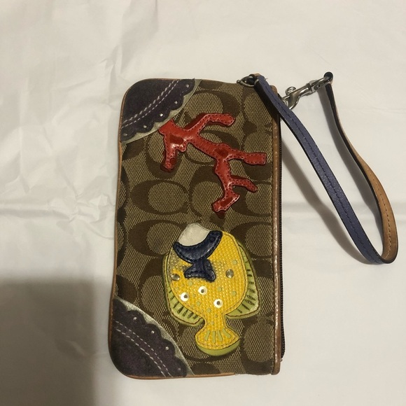 Accessories | Coach Multy Colored Fish Wristlet | Poshmark